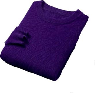 Generic Pull &agrave; col rond en 100 % cachemire de vison pour homme Grande taille, lavande, XL