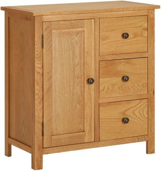 vidaXL Vidaxl - Armoire de rangement en bois de ch&ecirc;ne massif 70x35x75 cm - 1 porte et 3 tiroirs - Assemblage requis - Pour int&eacute;rieur rustique