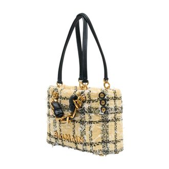 Balmain Womens Shoulder Bag Yellow Wool