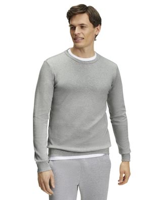 Falke Herren Pullover Basic Crew Neck Cotton M L/s Sh Baumwolle elegant klassisch Business Freizeit mit Rundhalsausschnitt 1 St&uuml;ck, Grau Light Grey 3400, XX