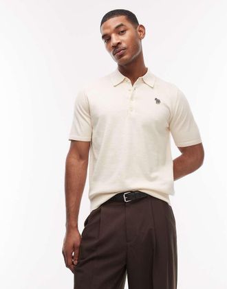 Paul Smith Polo molletonn&eacute; &agrave; manches courtes et logo z&egrave;bre - Beige-Neutre