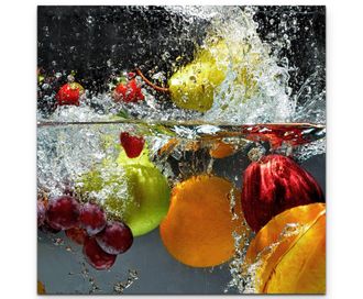 Paul Sinus Art Leinwandbilder | Bilder Leinwand 90x90cm Obst im Wasser
