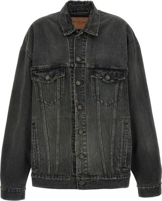 Balenciaga veste en jean &agrave; effet us&eacute; - Gris