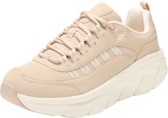 Skechers Femme DLux Walker 2.0 Golden Step Basket, Taupe Leather/Gold Trim, 41 EU