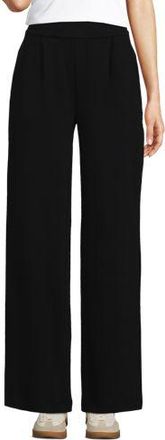 Lands End Jersey-Bundfaltenhose mit weitem Bein, Damen, Größe:40-42 regular, Schwarz, Baumwolle, by Lands End
