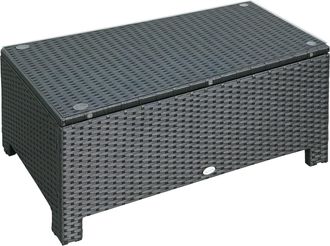 OUTSUNNY Garten Beistelltisch Couchtisch Gartentisch Balkontisch Polyrattan Schwarz 85 x 50 x 39 cm