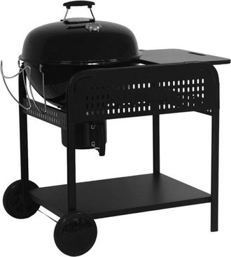 Sweeek Runder Holzkohlegrill aus emailliertem Stahl &Oslash;53cm mit 2 Rollen