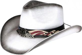 Nyls Cr&eacute;ation Chapeau Cowboy Blanc en Paille Country USA Qualite Prestige Ballad - Taille Unique - Blanc