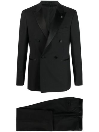 Tagliatore costume en laine &agrave; revers crant&eacute;s - Noir