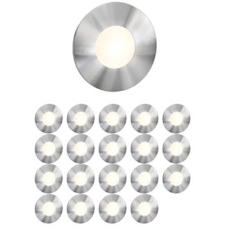 LEDs Com 20 Stück LED Treppenlicht/Wandeinbauleuchte FEX für innen und außen, rund, edelstahl, 85mm Ø, warmweiß