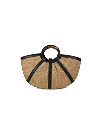 Coccinelle Shell Strohtasche aus Stroh/Mikro-Grain-Leder