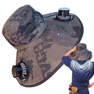 Generico Chapeau De Soleil Large Rechargeable USB Avec Ventilateur - Chapeau De Ventilateur Solaire | Outdoor Work Travel Garden Beach Camping Golf Yard Aiking