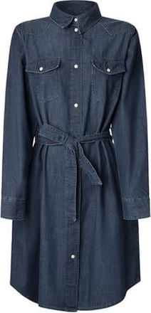Pepe Jeans London Denim Shirt Dress Victoria Robe, Bleu (Denim-5a0), S Femme