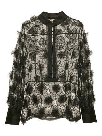 Cavalli blouse &agrave; fleurs appliqu&eacute;es pre-owned - Noir