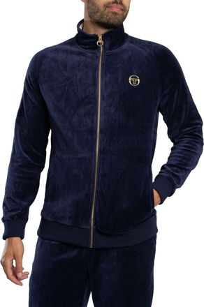 Sergio Tacchini Herren Court Trainingsjacke Aus Velours, Maritime Blue/Gardenia, XL