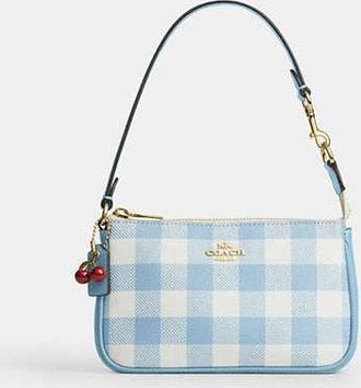 Coach Nolita 19 TascheMit Gingham-Print Und Anh&auml;nger f&uuml;r Frauen in Blau | Leder