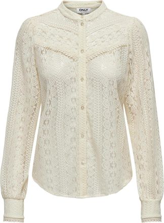 Only Damen Onlreba Lace L/S Shirt WVN Noos, Egret, XXL