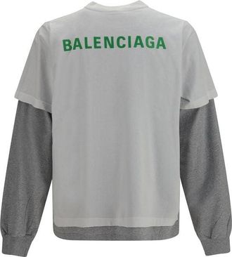 Balenciaga Double-Sleeve Cotton Long-Sleeve T-Shirt - White