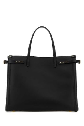 Valentino Garavani Leather with VD Logo Tote Bag - Black