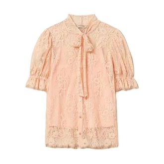 Twinset H&auml;kelbluse mit Schleife - - Blouses & Shirts - Damen - Rosa - S