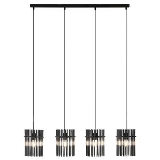 Vente-Unique Vente-unique - Lustre 4 abat-jours en verre fum&eacute; - l. 110 x h. 140cm - Noir - divo