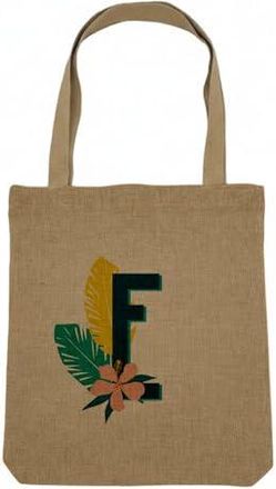 Fabulous Sac Shopping Tote Bag Aspect Lin - E Eva Emma Emilie Lettre Pr&eacute;nom Fleurs Tropicale Exotique - Sac de Courses Toile Epaisse 360g Beige Naturel Cabas P