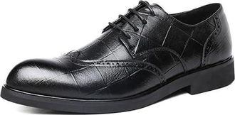 Generic Chaussures habillées for Hommes, à Lacets, Bout Pointu, Bruni, Bout Golf, Chaussures Derby en Cuir végétalien, Talon carré, Semelle Basse en Caoutchou