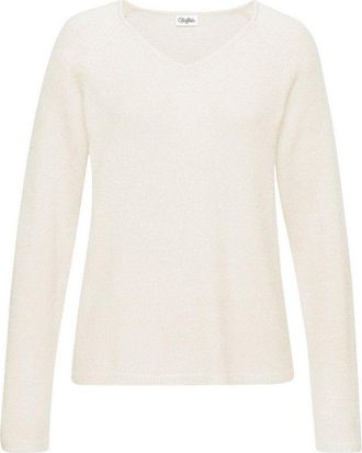 Buffalo V-Ausschnitt-Pullover mit modischer Melange-Optik, weicher Strickpullover, elastisch