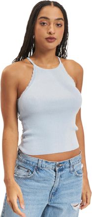 Only Damen Top Onlgemma Sl Scallop Hltneck Top Cc KNT, Cashmere Blue, L