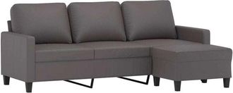 vidaXL vidaXL Canapé à 3 places avec repose-pieds Gris 180 cm Similicuir
