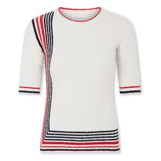Paco Rabanne Gestreiftes Terry Jersey Top - - Knitwear - Damen - Wei&szlig; - XS