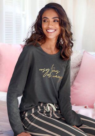 Lascana Pyjamaoberteil mit Folienprint