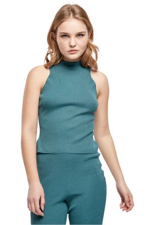 Urban Classics Damen Ladies Short Rib Knit Turtleneck Top T-Shirt, Jasper, XL