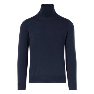 Paolo Pecora Blauer Wollpullover Halber Kragen - - Knitwear - Herren - Blau - L