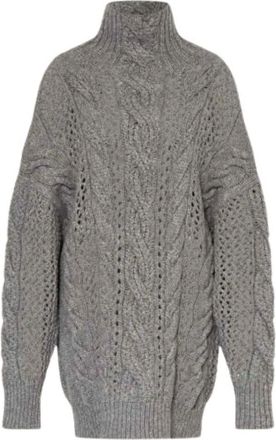 Sportmax Femme, Pulls, Gris, Taille: 36 FR Calco Pull Overdimensionn&eacute; en Maille Torsad&eacute;e