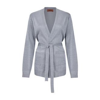 Missoni Woll-Cardigan mit G&uuml;rtel - - Knitwear - Damen - Blau - XS