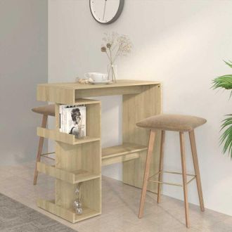 vidaXL Table de bar &eacute;tag&egrave;re de rangement Ch&ecirc;ne sonoma 100x50x101,5 cm