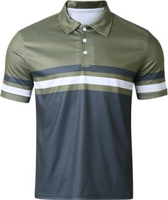 Generic Polo Homme &Eacute;t&eacute; Ray&eacute; Imprim&eacute; Manches Courtes Tops Casual T-shirt V&ecirc;tements Hommes, gris, XXL