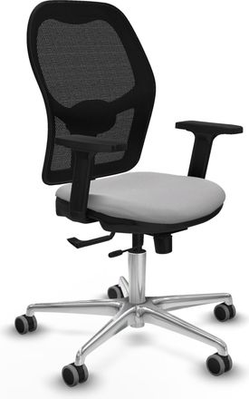 Piqueras y Crespo Stoff-B&uuml;rostuhl mit 2D-Armen, h&ouml;henverstellbare Lendenwirbelst&uuml;tze, ausgestattet mit Syncro/Traslack und injiziertem Schaumstoff, Schwarz/Hellgrau