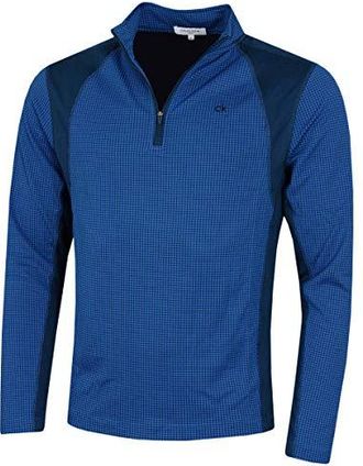 Calvin Klein Herren Micro Grid Half Zip Mittellage - Ocean Blue/Navy - XXL