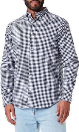 GANT Herren Reg Poplin Gingham Shirt Klassisches Hemd, Schwarz, XXL EU