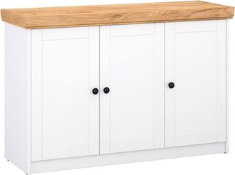 Homestyle4u 2229 Kommode Sideboard Eiche Matt Weiß Holz Massiv Schrank Mit Fächern Highboard Anrichte