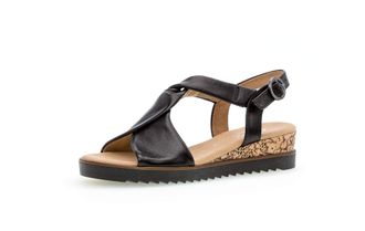Gabor Damen Sandalen, Frauen Keilsandaletten,Moderate Mehrweite (G),wedge-heel,flach,weiblich,ladies,womens,schw.(KorkTS/schw),40 EU / 6.5 UK