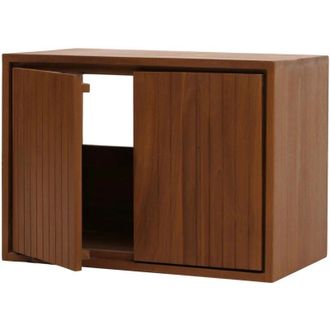 Hhg Teak-Waschbeckenunterschrank HHG-777, Waschtisch Schrank, hochwertiges B-Grade-Teak (Kernholz, 20-30 Jahre), 50x70x40cm