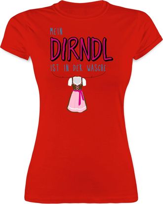 Shirtracer Shirt Damen - Kompatibel mit Oktoberfest - Mein Dirndl ist in der W&auml;sche - XXL - Rot - trachtenoberteile trachtenshirt bayrische dirnl Tshirt trachten