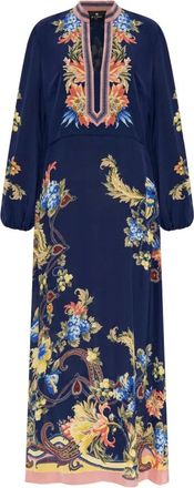 Etro Robe Longue &agrave; Imprim&eacute; Floral - Femme - Robes - Bleu - Taille: 38 FR