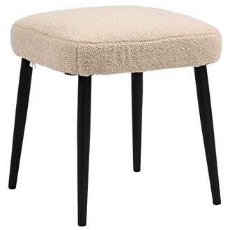HOMCOM Repose Pied Salon, Tabouret Ottoman, siège rembourré en Tissu Effet Laine bouclée, avec Pieds en Acier, Pouf Salon, pour Chambre à Coucher, entrée, 42