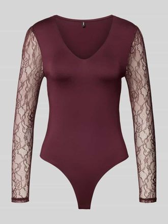 Only Slim Fit Body mit Spitzen&auml;rmeln Modell SIA