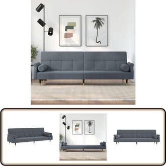 vidaXL Schlafsofa mit Kissen Dunkelgrau Samt - Schlafsofa - Sofa - Gästebett - Wohnzimmersofa - Samtsofa