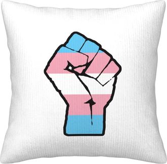 AOOEDM Transgender-Flaggen-Kissen, Kordsamt-Kissenbezug, quadratische dekorative Kissenbezüge, optional mit Kissen